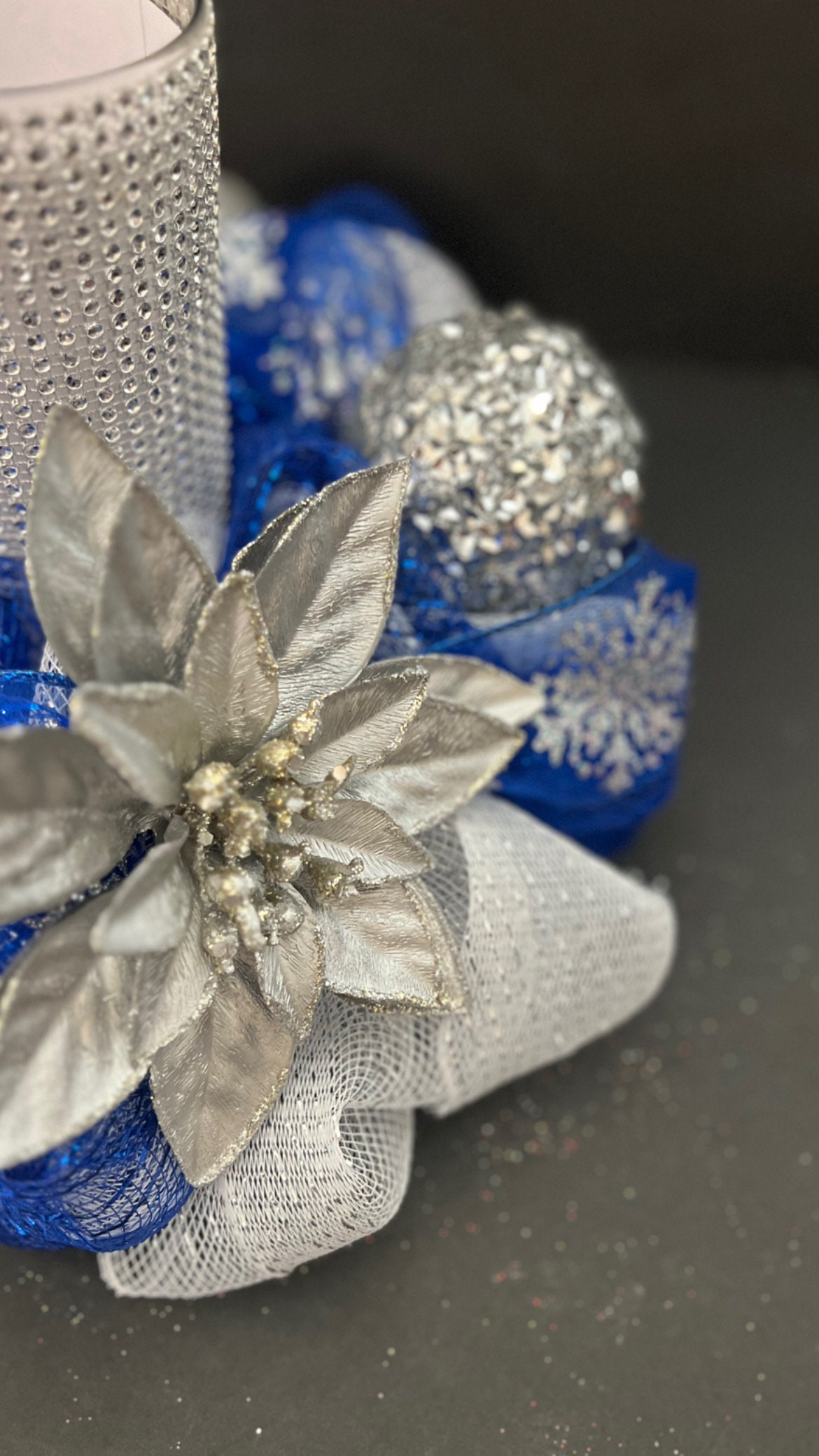 Blue and Bling Silver Vase Christmas Centerpiece - Etsy