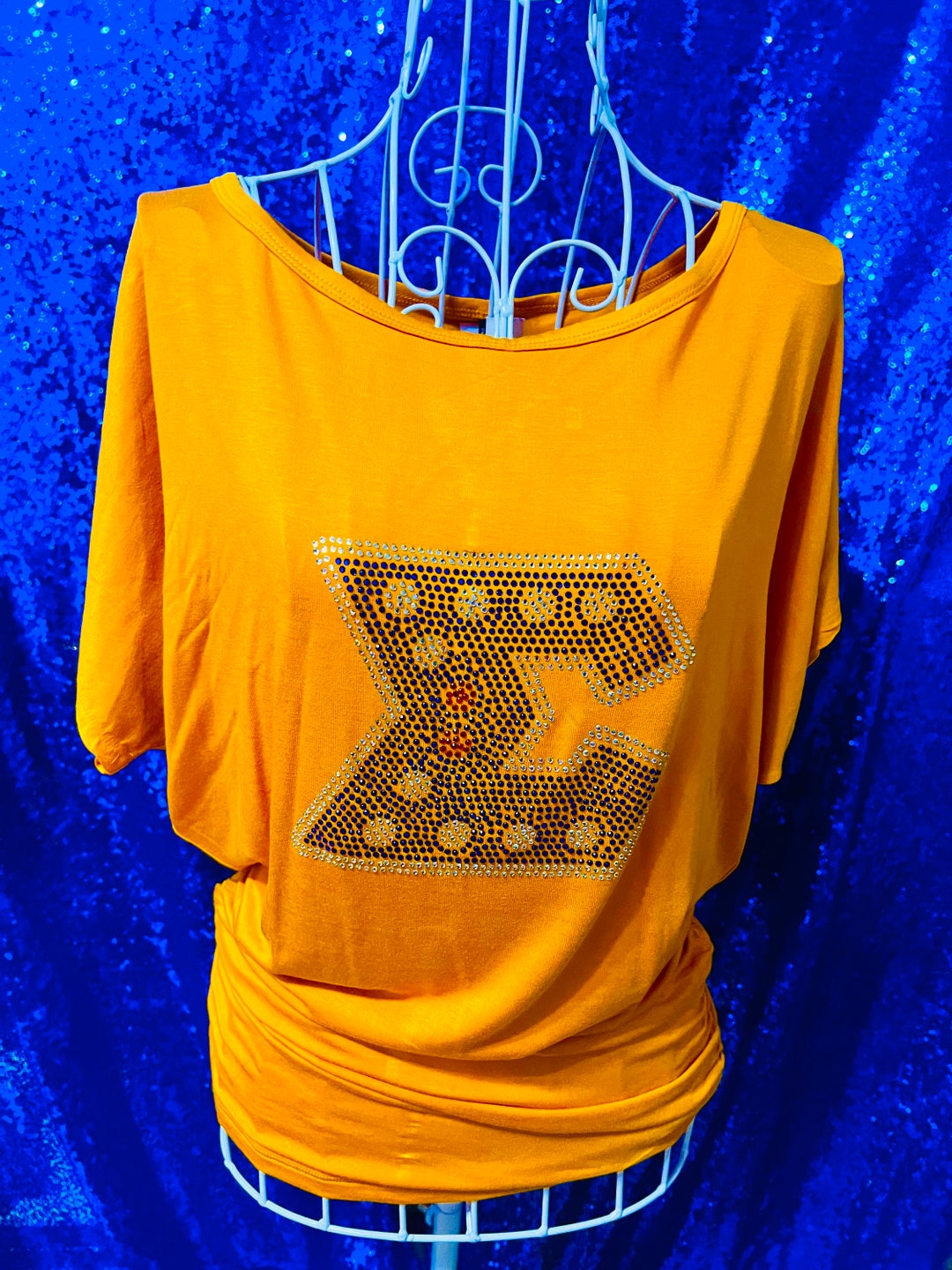 Sigma Gamma Rho A-line (off the Shoulder) Short Sleeves Rhinestones ...