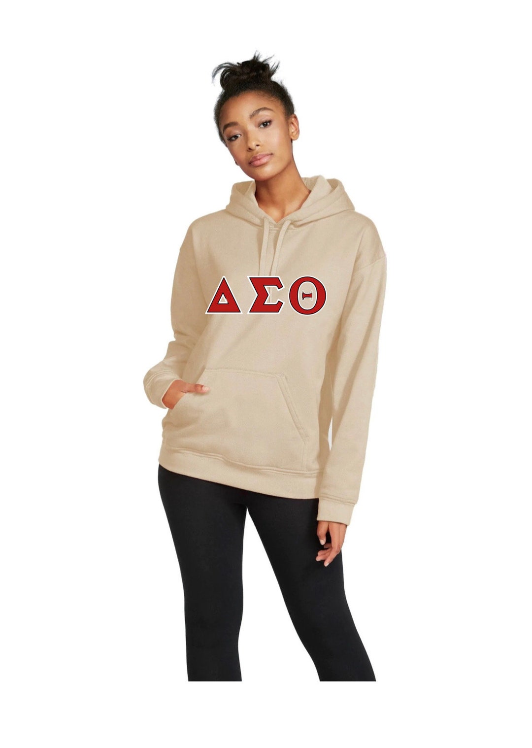 Delta Sigma Theta Glitter tan Pull Over Hoodie optional Personalization ...