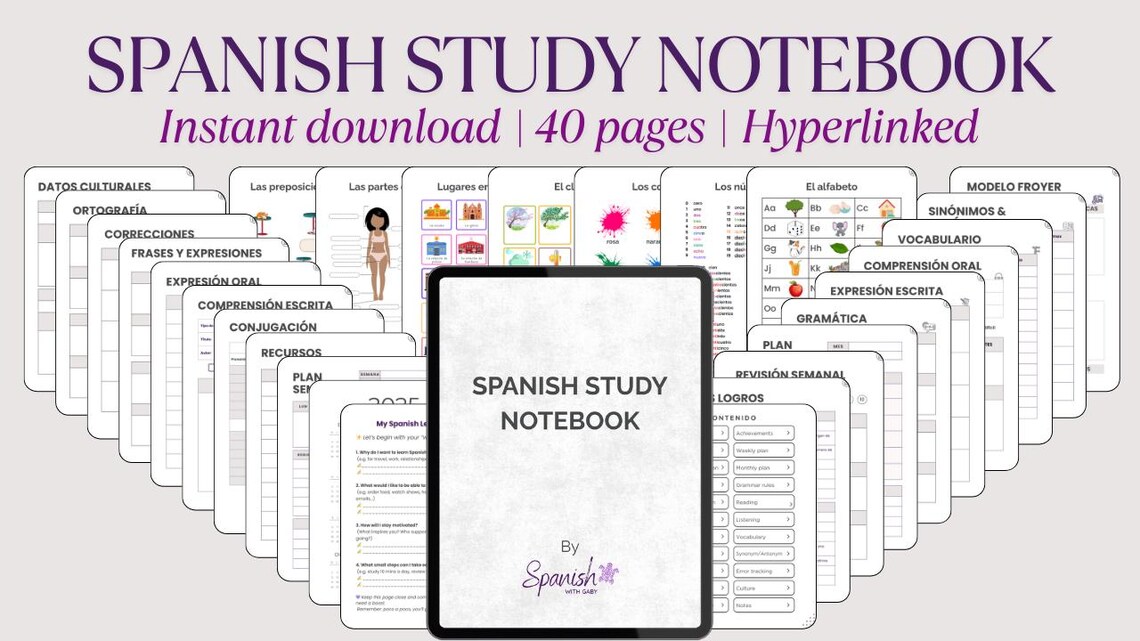 Cuaderno De Estudio De ESPAÑOL, PDF Imprimible O Uso En App De Notas ...