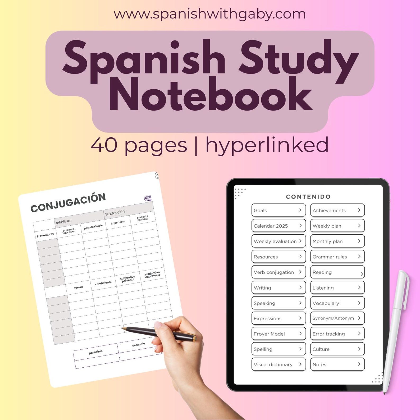 Cuaderno De Estudio De ESPAÑOL, PDF Imprimible O Uso En App De Notas ...