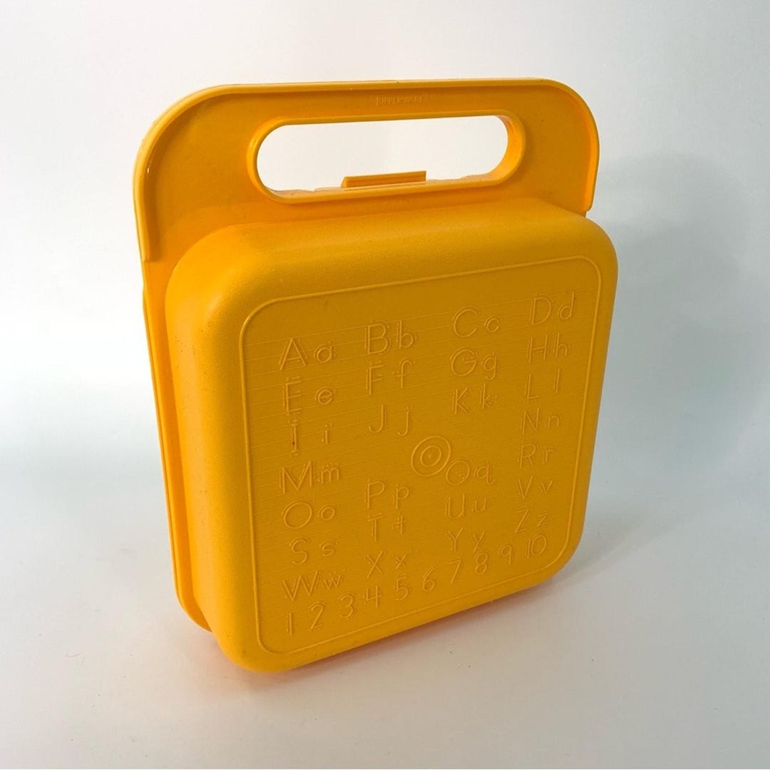 Vintage Tupperware Yellow Alphabet Abcs Stencil Case Lunch Box Storage ...