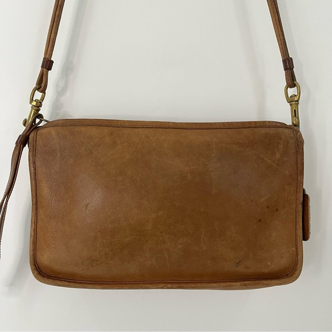 Vtg 90s Coach Bag Tan Brown Tabac Leather 0488 Double Strap Crossbody ...