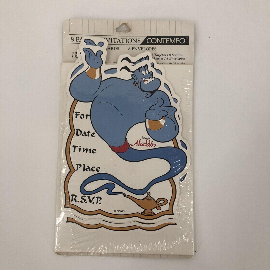 Disney's Aladdin Vintage Party Invitations SEALED Genie Paper Envelopes ...