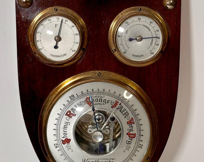 Vintage Art Deco 1940s Airguide Bakelite Barometer and Temperature Wall ...