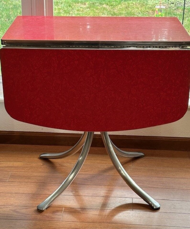 1950s Red Formica and Chrome Table - Etsy