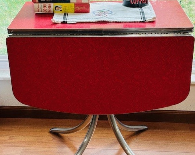 1950s Red Formica and Chrome Table - Etsy