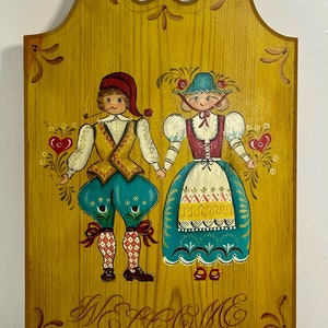 Vintage Folk Art Dutch Welcome Sign Plaque Hearts - Etsy