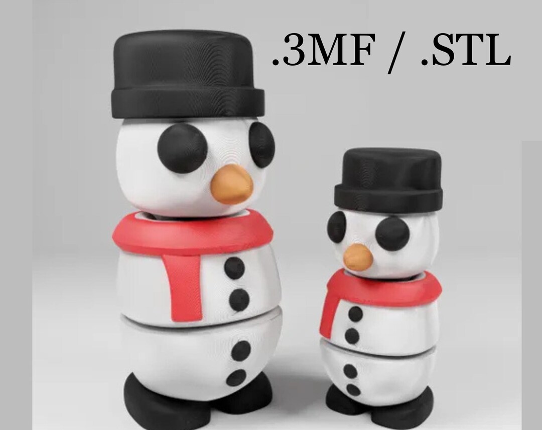Flexi Cute Snowman STL Pack Decor With 3MF & STL Files, Ready to Print ...