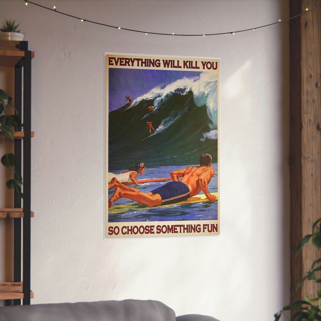 Vintage Surfing Poster, Retro Art Print, 1960s Ad Poster, Fashion ...