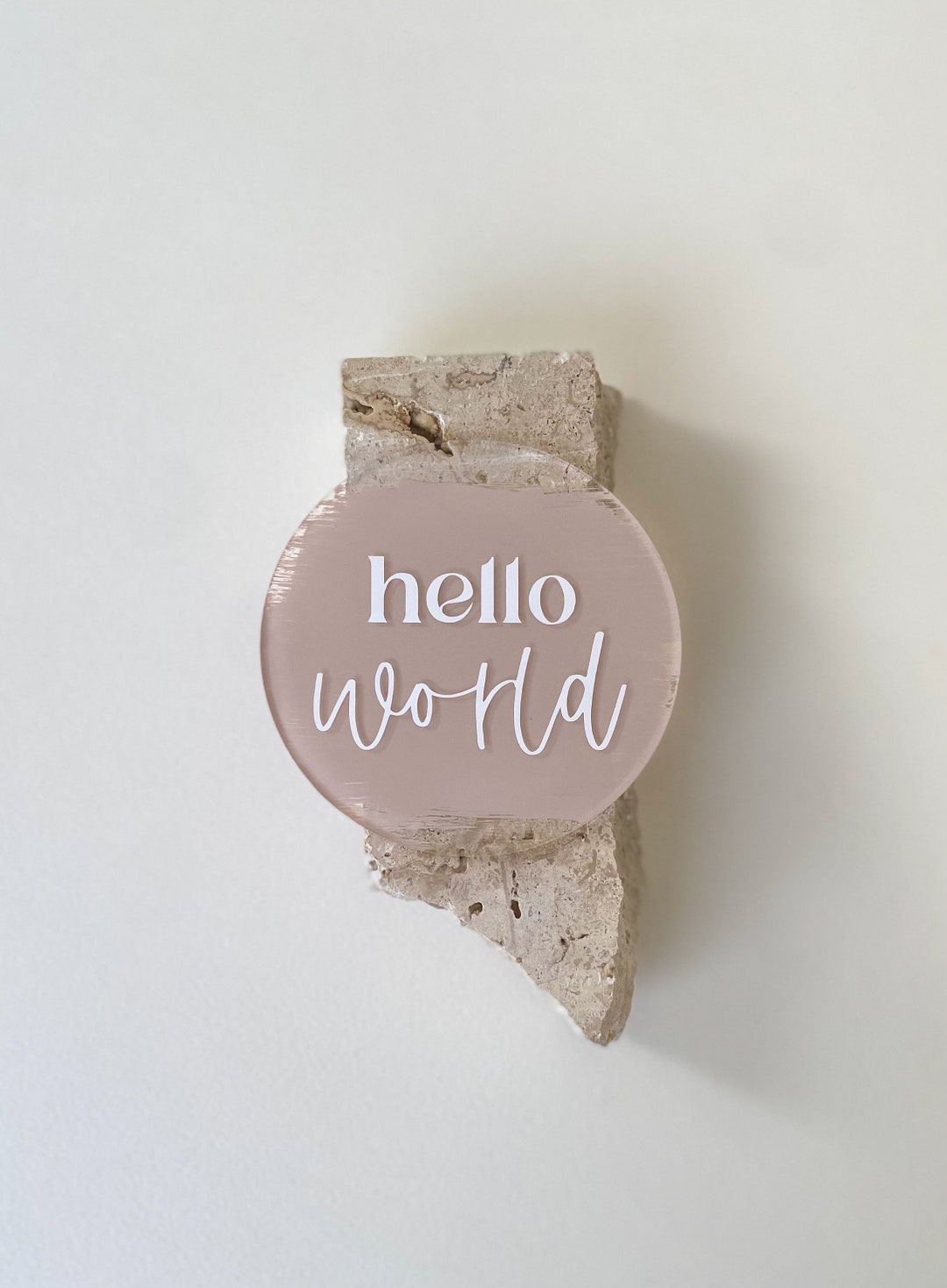 Acrylic Birth Announcement Sign, Hello World Baby Arrival Plaque, He's ...