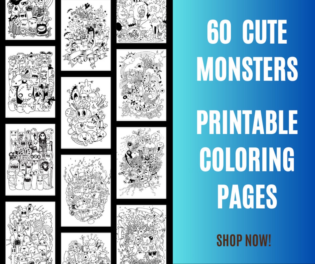 60-page Cute Monsters Coloring Book: Unleash Your Creativity! - Etsy