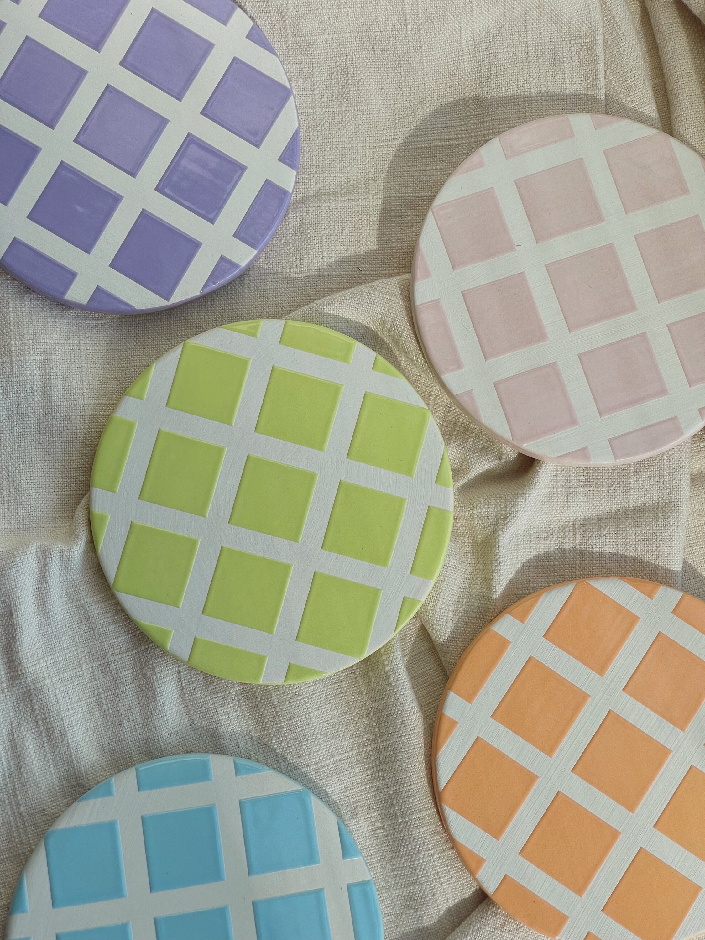 Ceramic Grid Coaster Handmade Drink Coaster Handmade Ceramics ...