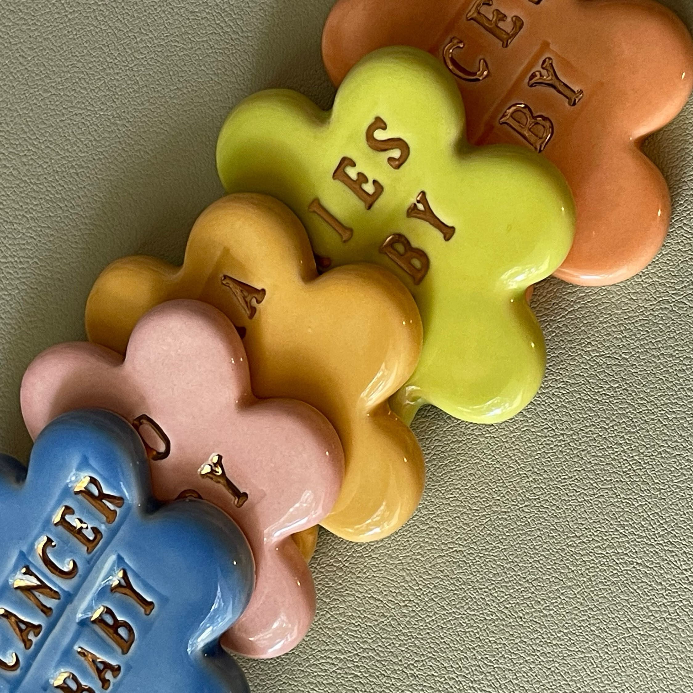 Ceramic Zodiac Magnet With 24K Gold Accent Zodiac Gift Cancer Zodiac ...