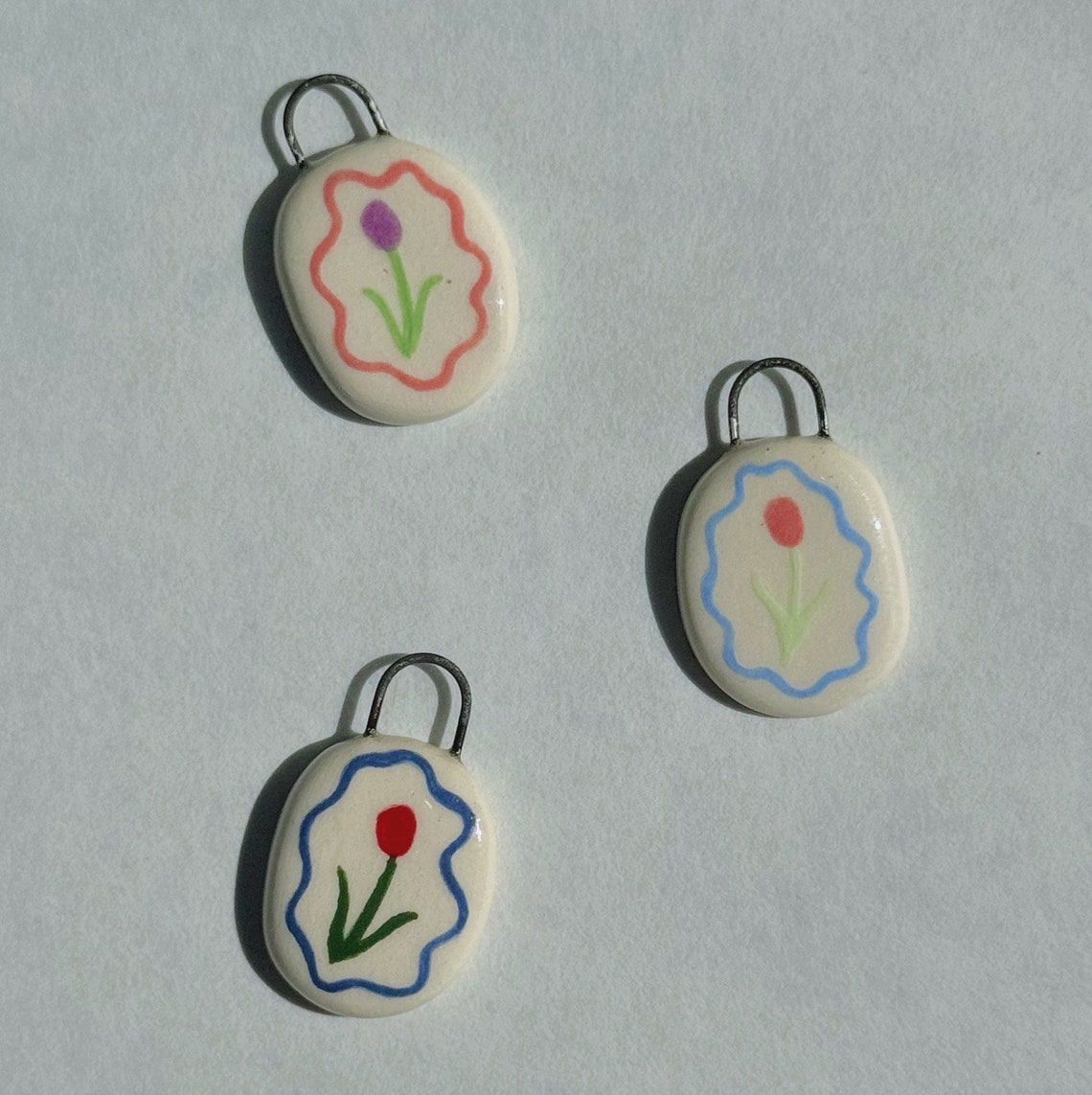 Framed Tulip Handmade Porcelain Ceramic Charm Charm Only - Etsy