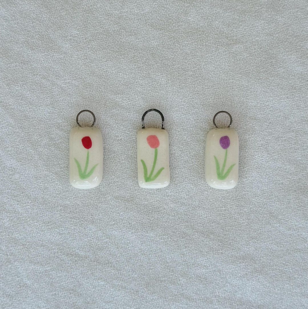 Tiny Tulip Handmade Porcelain Charm Charm Only - Etsy