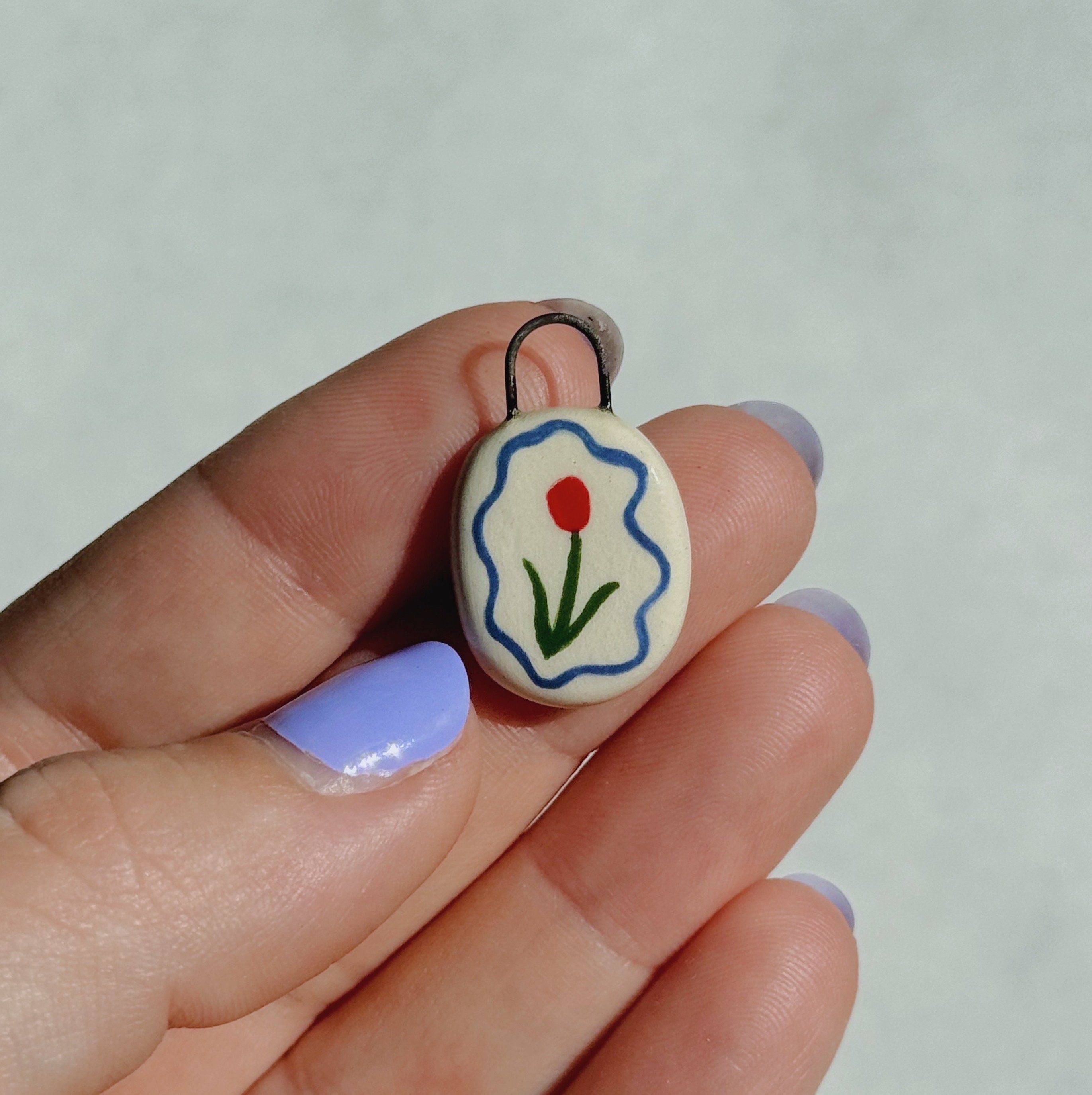 Framed Tulip Handmade Porcelain Ceramic Charm Charm Only - Etsy