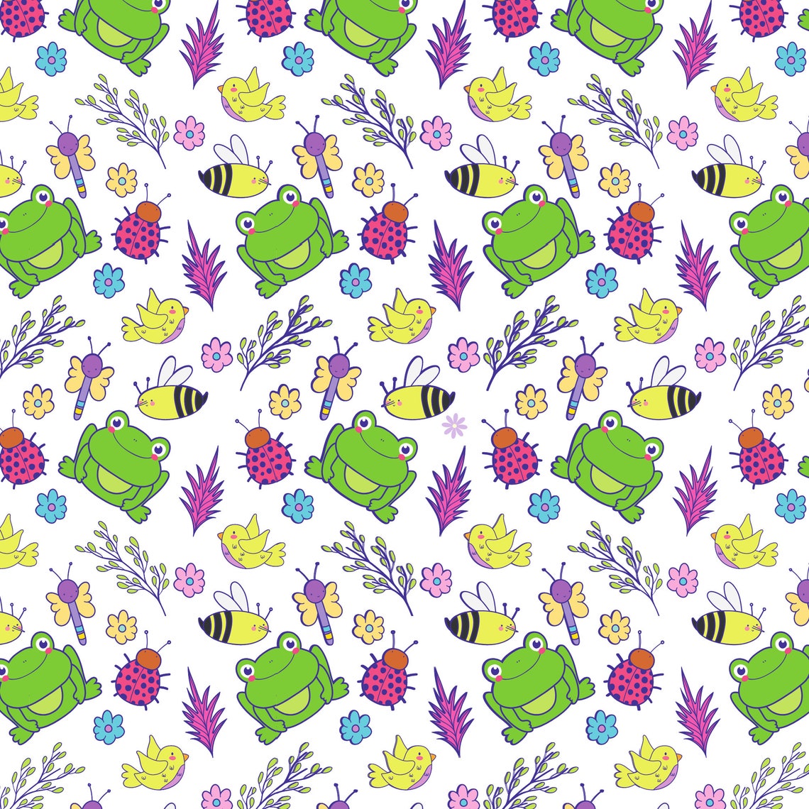 Frog Digital Prints Download, Amphibian, Paper Pattern, Scrapbook Paper ...