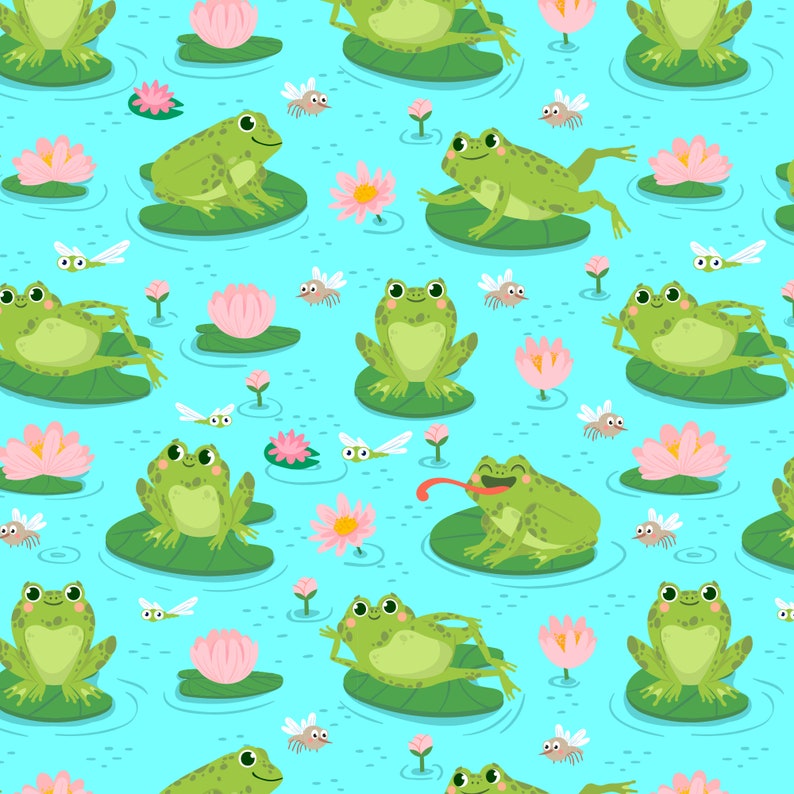 Frog Digital Prints Download, Amphibian, Paper Pattern, Scrapbook Paper ...