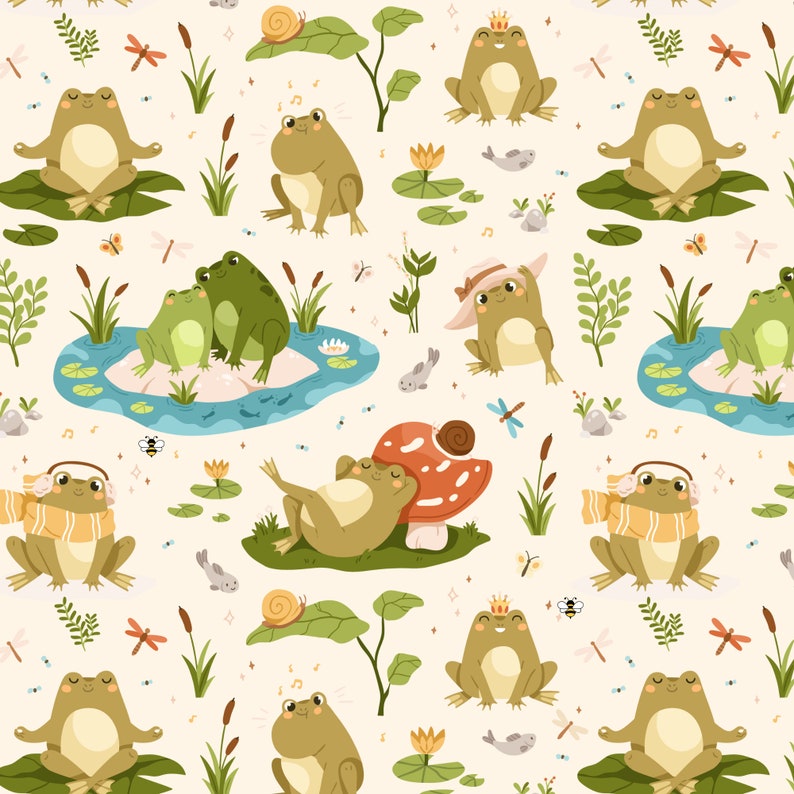 Frog Digital Prints Download, Amphibian, Paper Pattern, Scrapbook Paper ...
