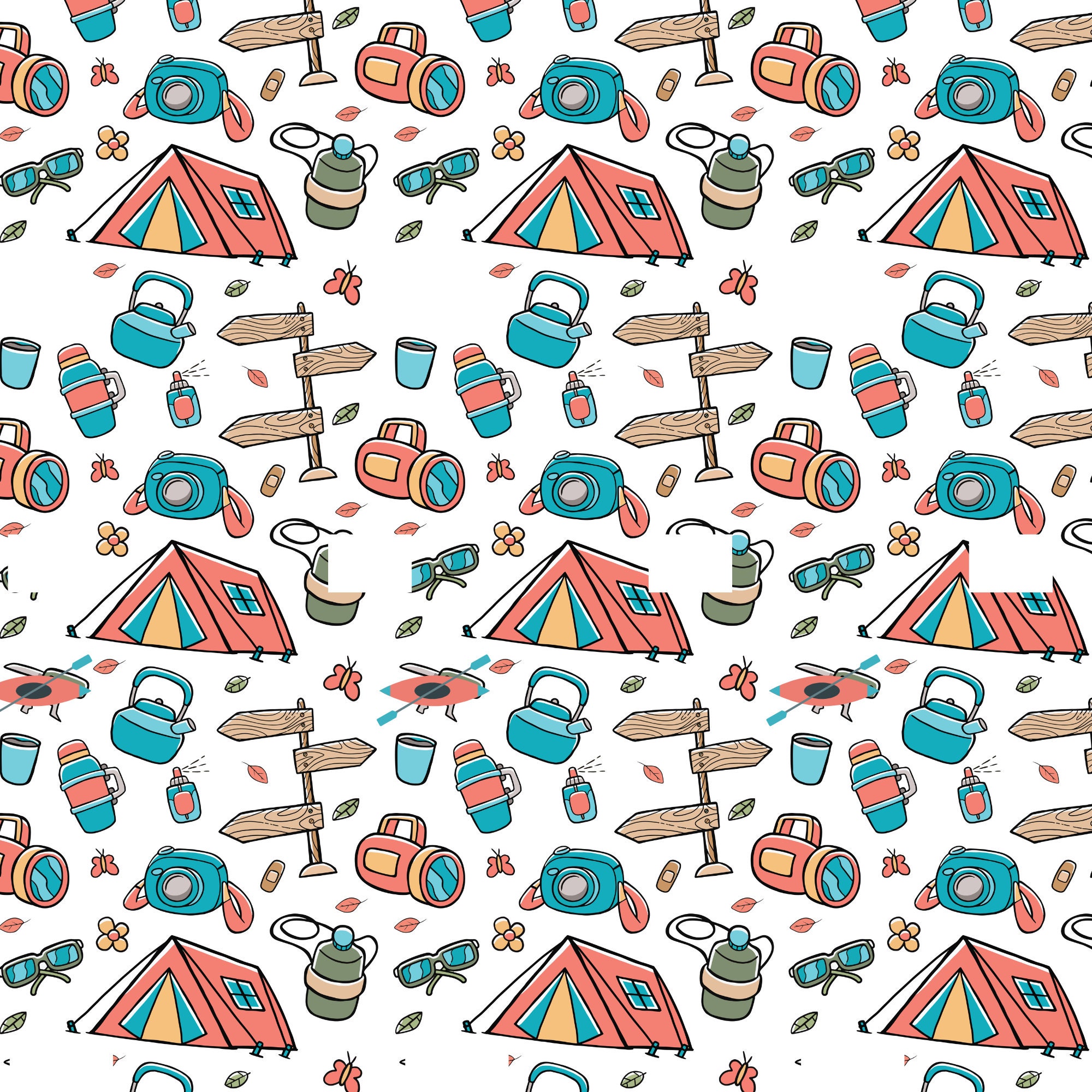 Camping Digital Prints Download, Hiking, Travel, Paper Pattern ...