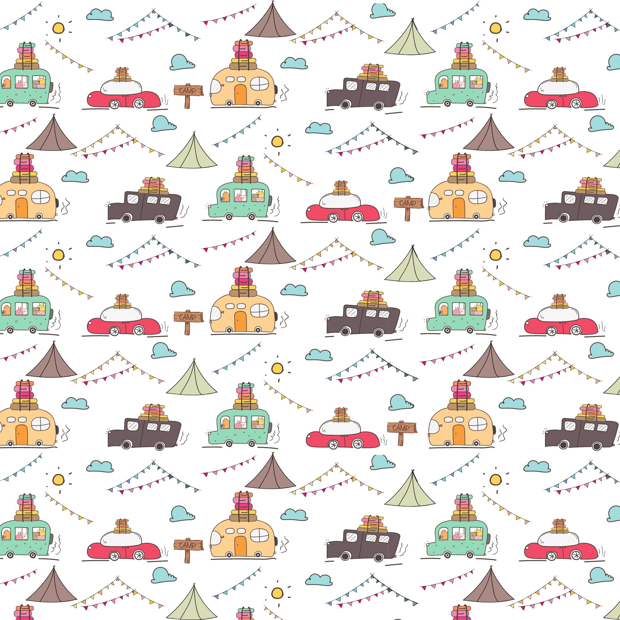Camping Digital Prints Download, Hiking, Travel, Paper Pattern ...