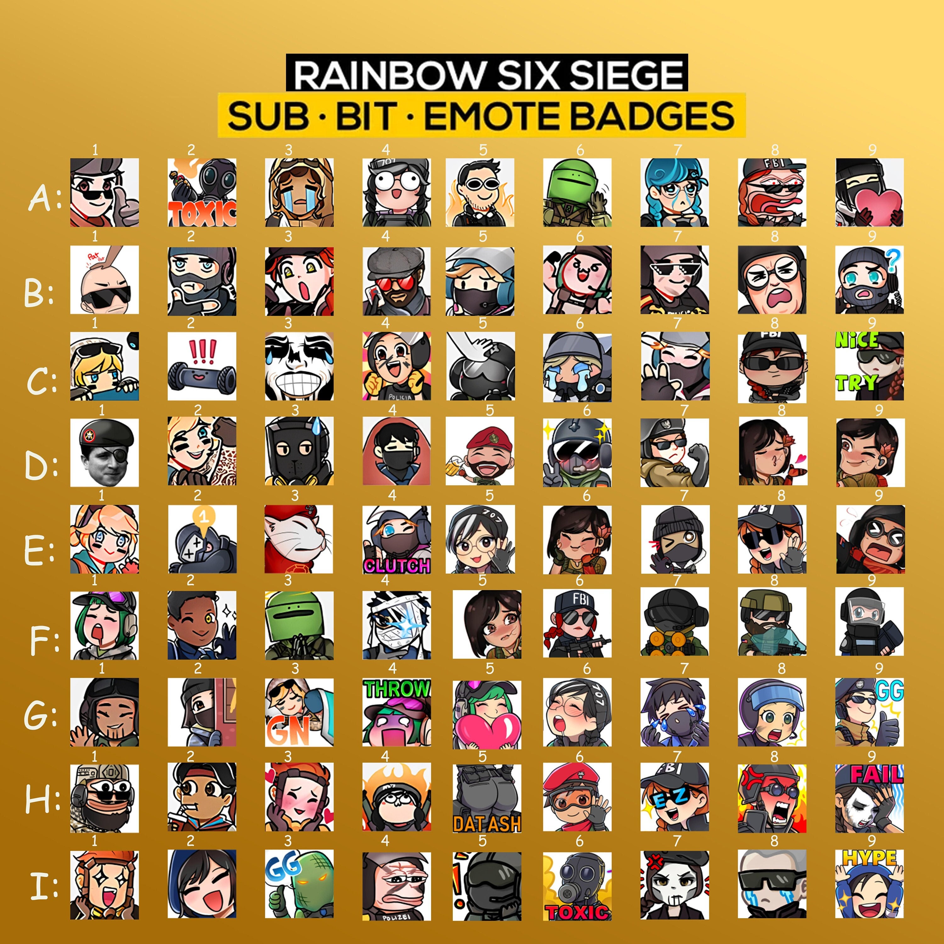 Buy Rainbow Six Siege Emotes Pack Subbit Badges Online in India - Etsy