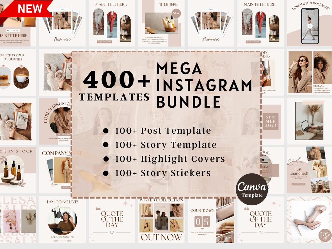 Neutral Instagram Template Bundle, All in One Instagram Bundle ...