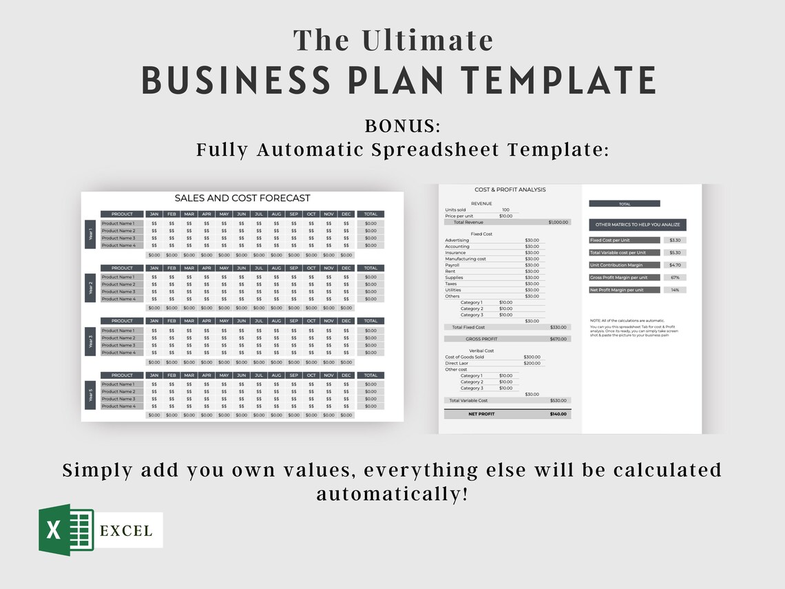 Small Business Plan Printable Template, Editable Business Plan, Startup ...