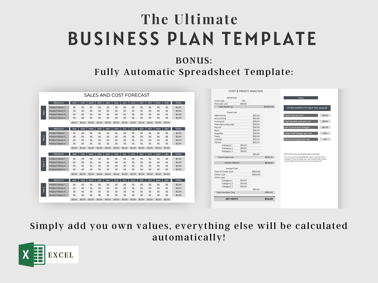 Small Business Plan Printable Template, Editable Business Plan, Startup ...