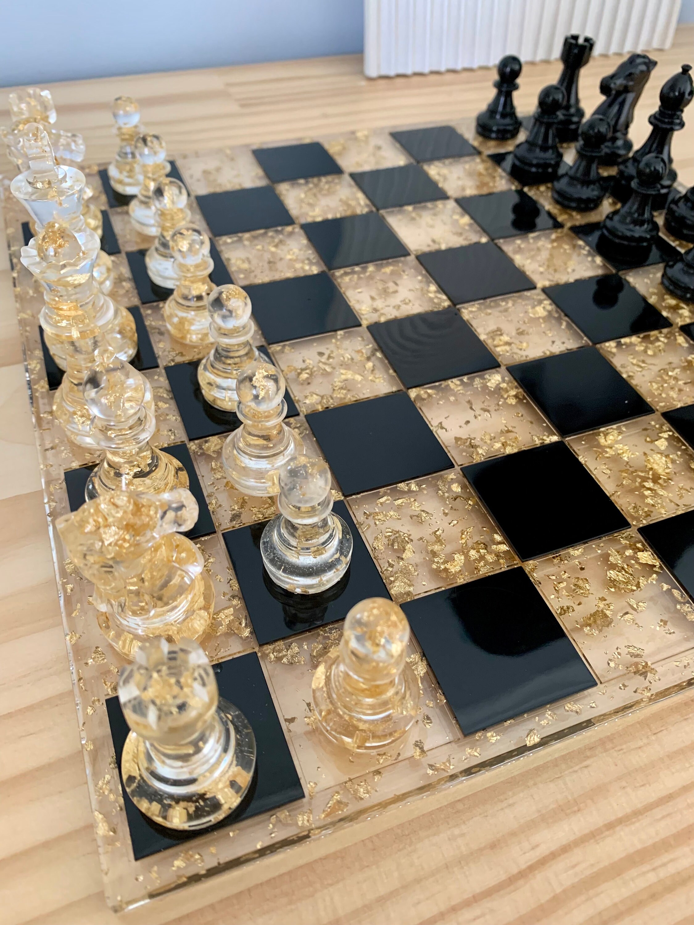 Beautiful Black and Gold Custom Made Resin Chess Set - Etsy