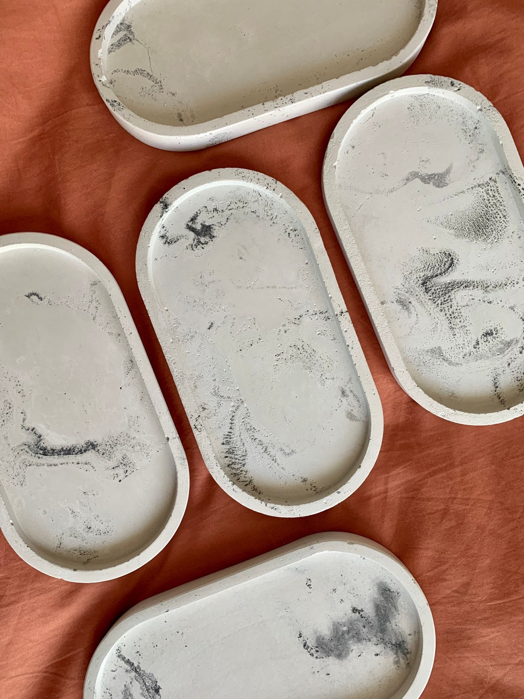 Handcrafted Marble Effect Cement Oval Trinket Tray - Etsy