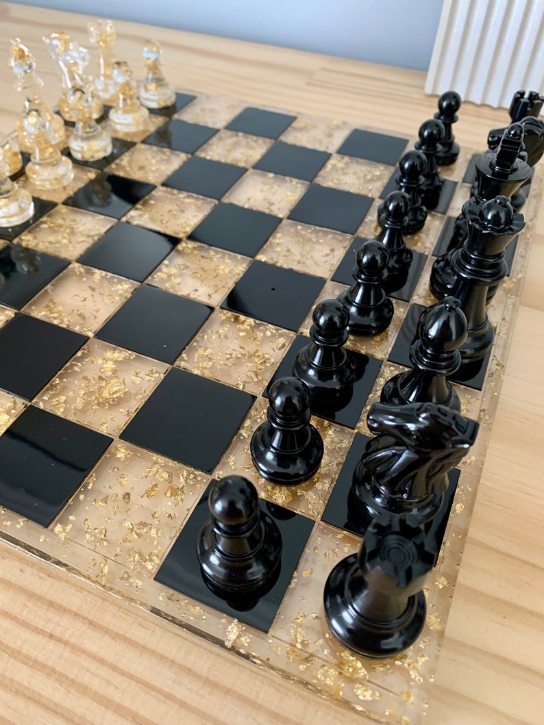 Beautiful Black and Gold Custom Made Resin Chess Set - Etsy