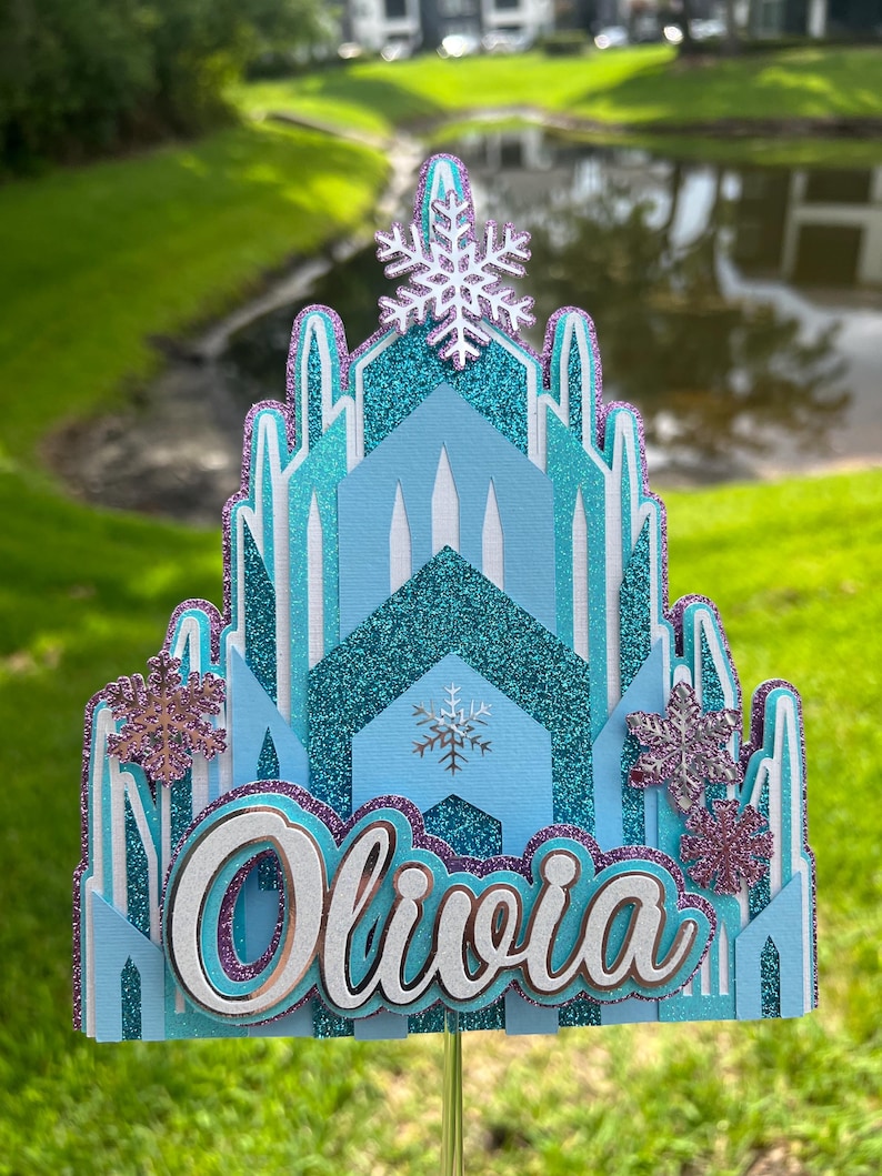 Elsa Castle Cake Topper, Glitter Frozen Birthday Decoration - Etsy
