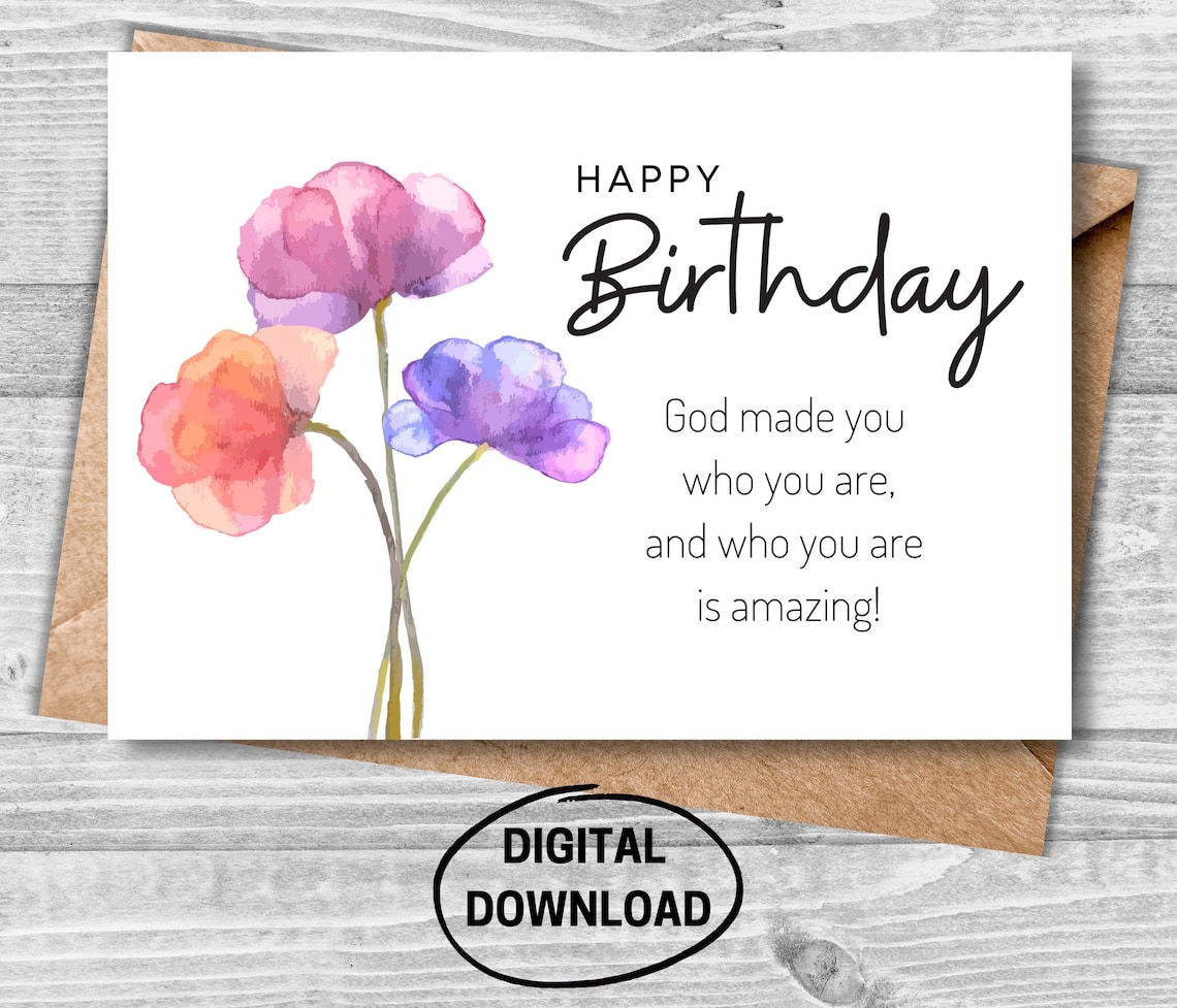 Birthday Printable Card, Christian Birthday Card, Printable Card for ...