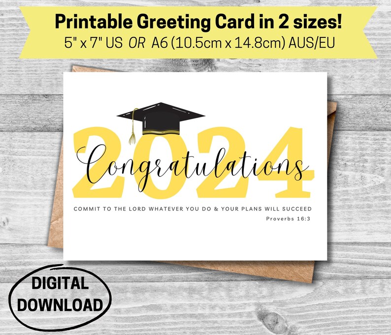 Graduation Christian 2024 Printable Card, Religious College Graduation ...