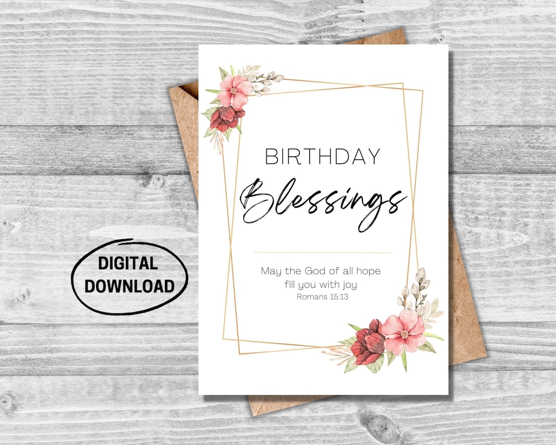 Birthday Printable Card, Christian Verse Card, Bible Verse Printable ...