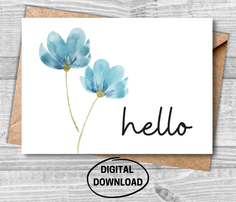 Hello Printable Card, Printable Greeting Card, Greeting Card Printable ...
