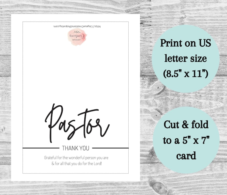 Pastor Printable Card, Thank You Card for Pastor, Printable Pastor ...