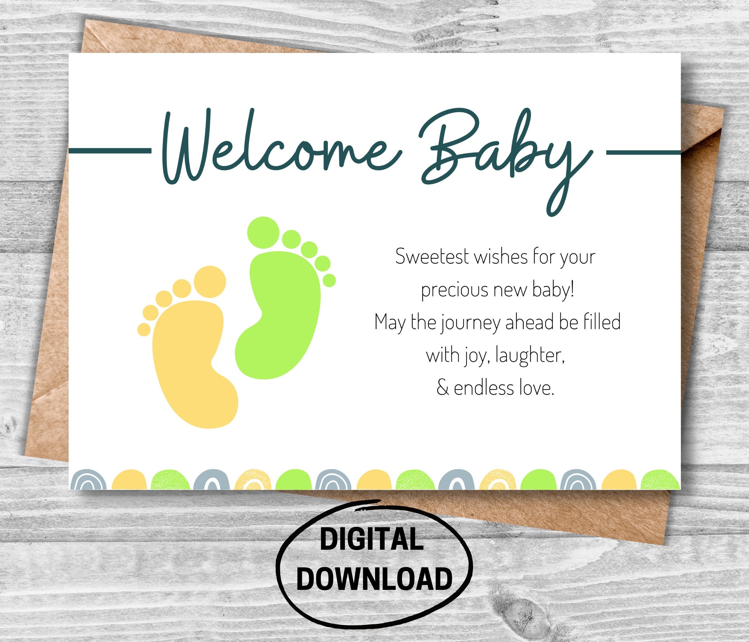 New Baby Printable Card, Congratulations Baby Download, Welcome Baby ...