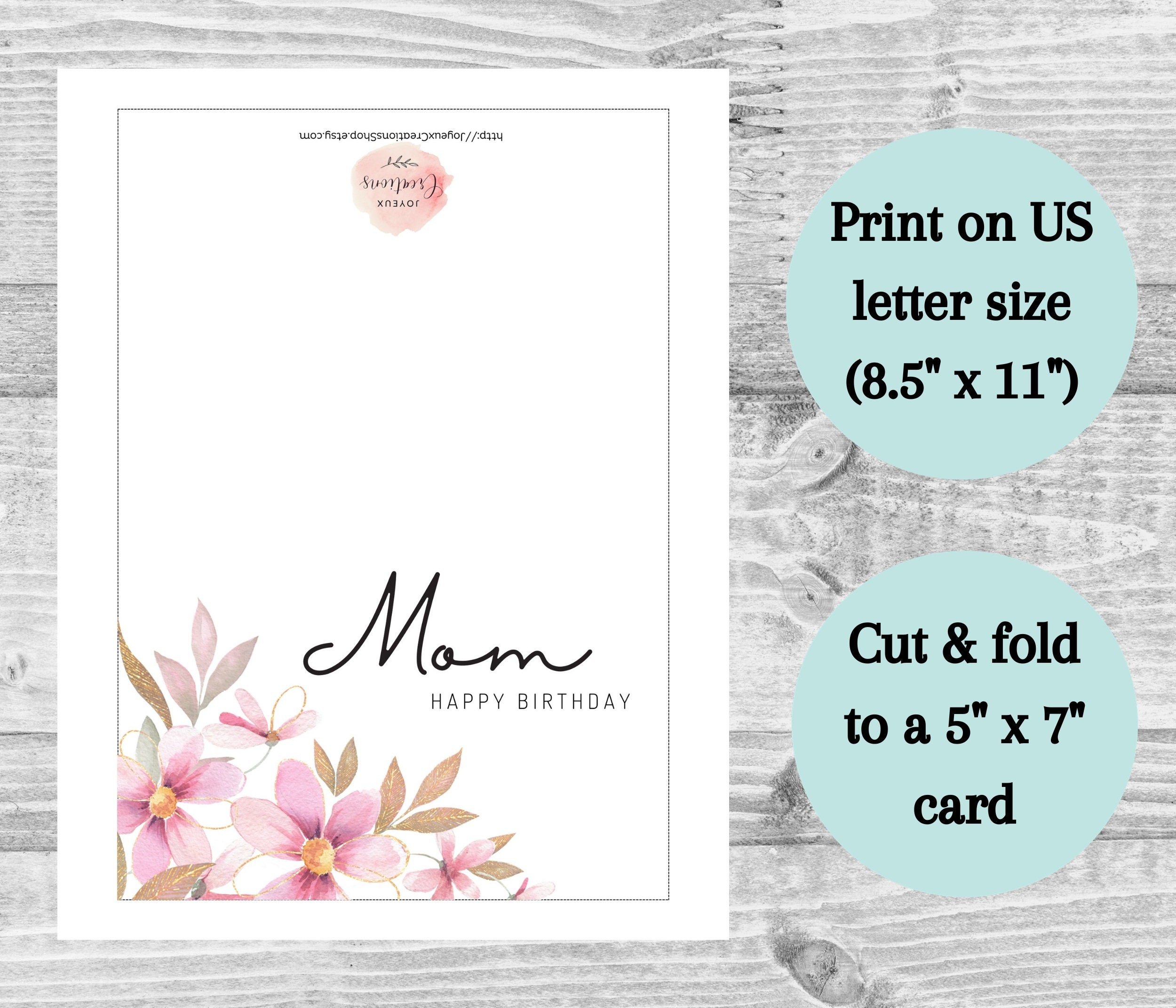 Birthday Printable Card for Mom Birthday Card for Her - Etsy