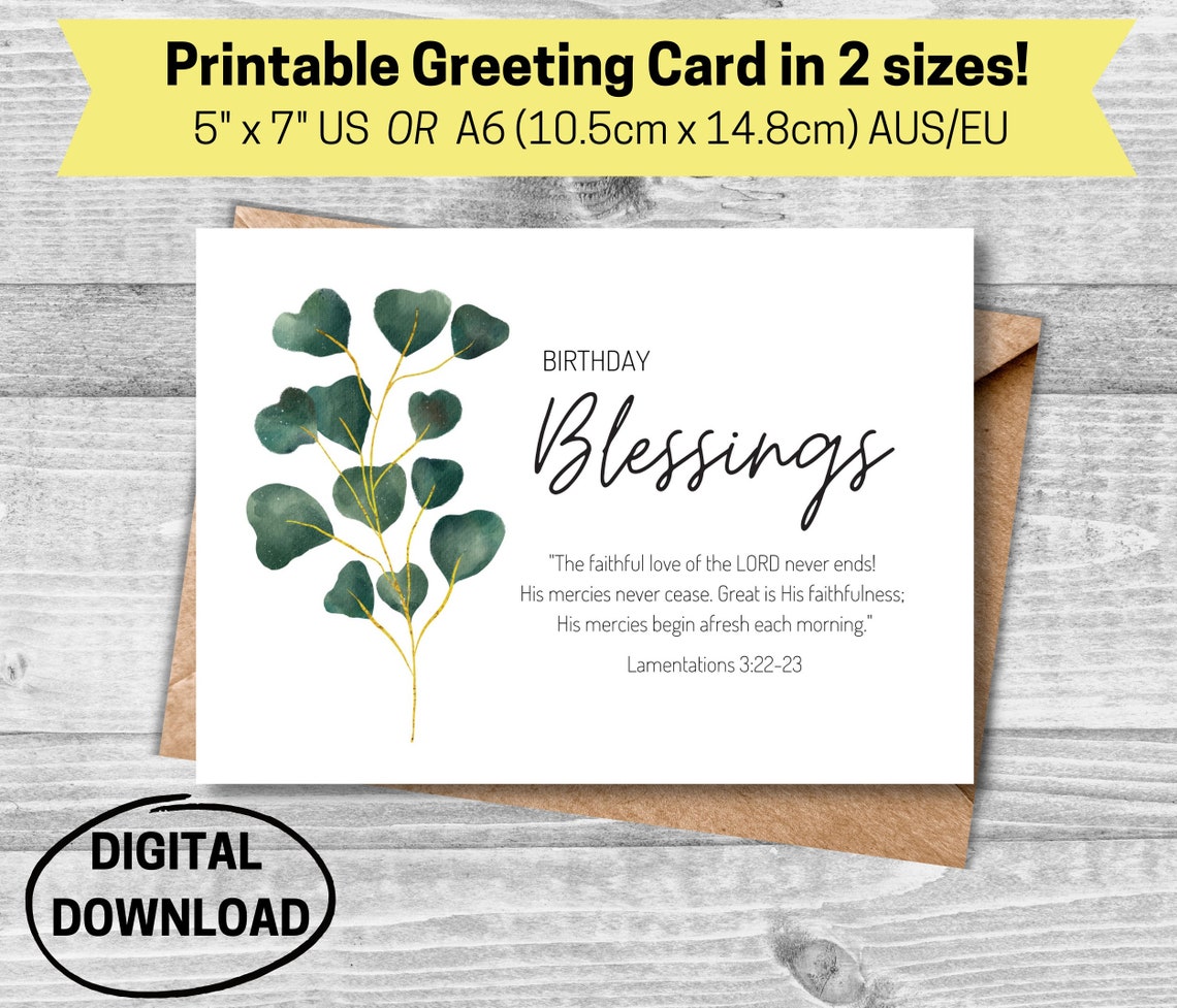 Birthday Printable Card, Christian Verse Card, Bible Verse Printable ...