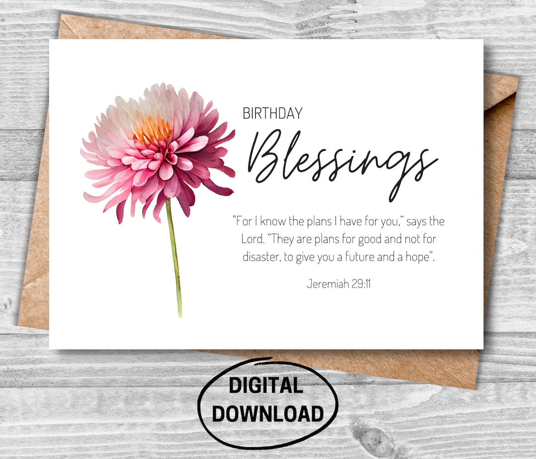 Birthday Printable Card, Christian Verse Card, Bible Verse Printable ...