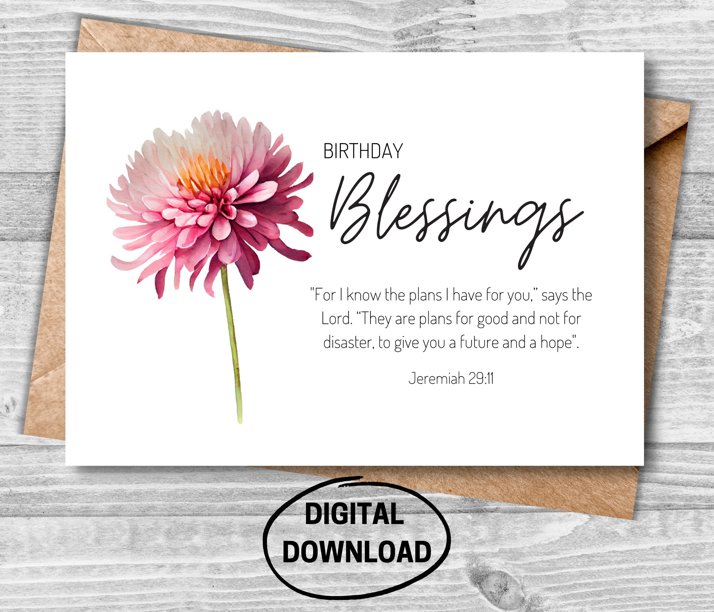 Birthday Printable Card, Christian Verse Card, Bible Verse Printable ...
