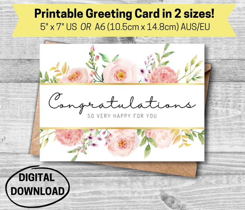Congratulations, Printable Card, Congratulations Greeting Card ...