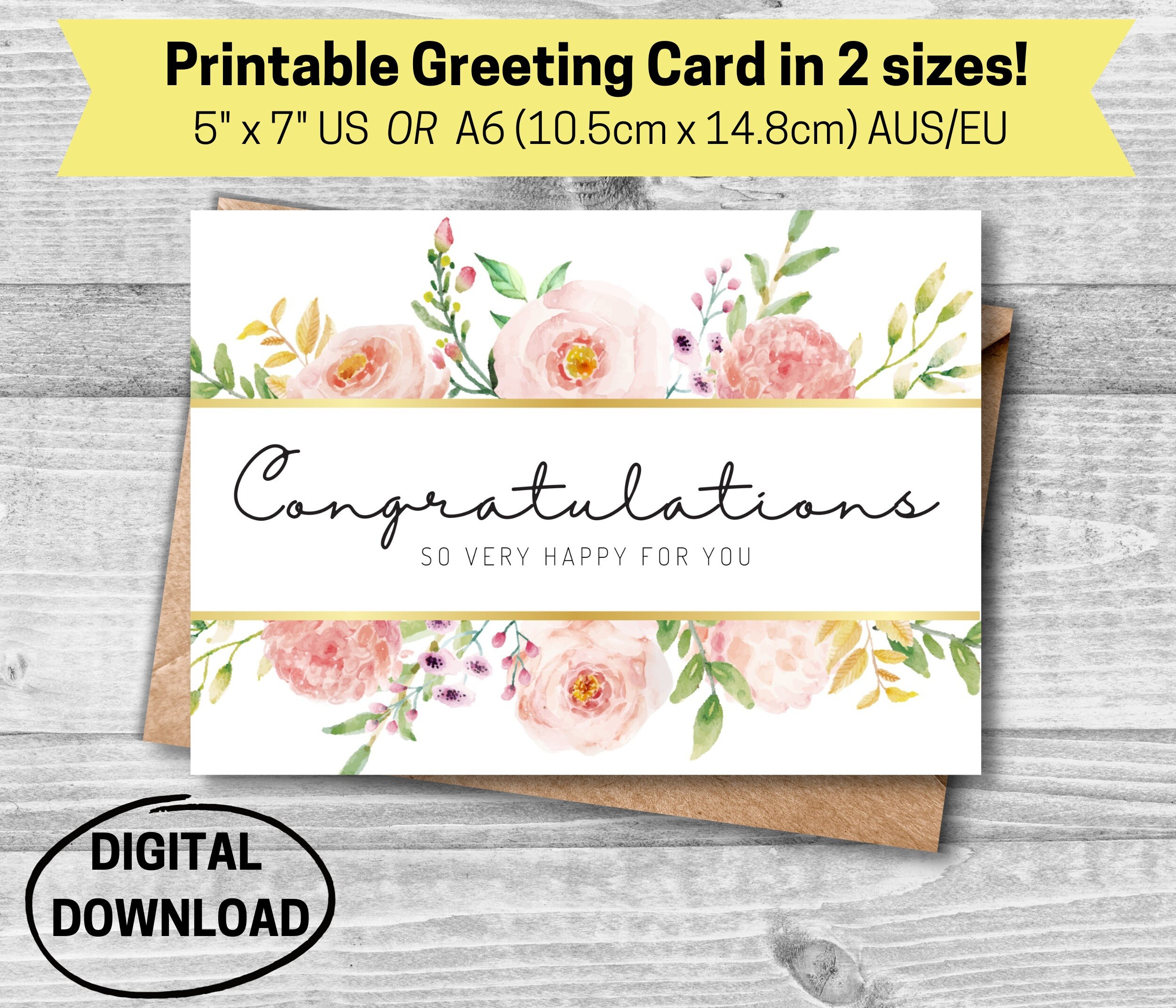Congratulations, Printable Card, Congratulations Greeting Card, Greeting Card, Congratulations ...
