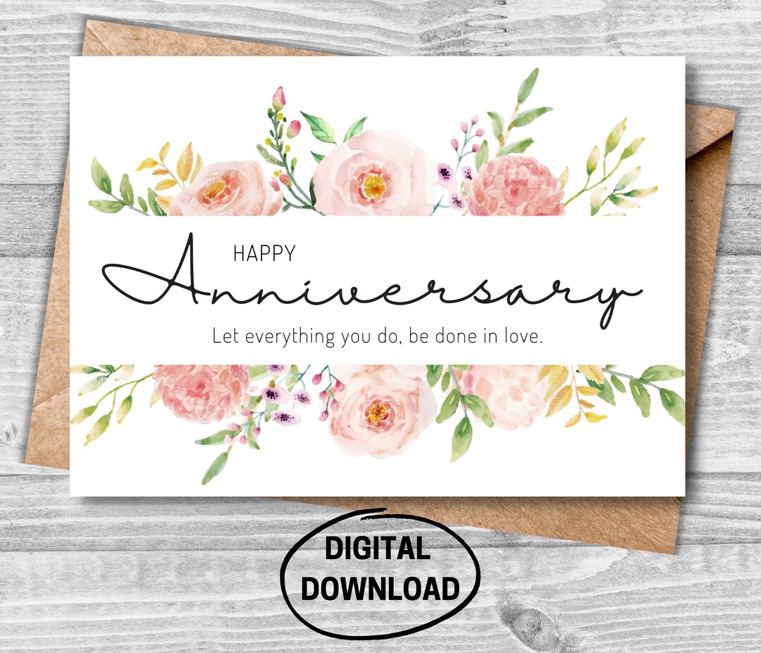 Wedding Anniversary Card, Printable Greeting Card, Anniversary ...