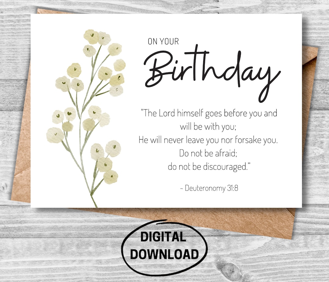 Birthday Printable Card, Christian Verse Card, Bible Verse Printable ...