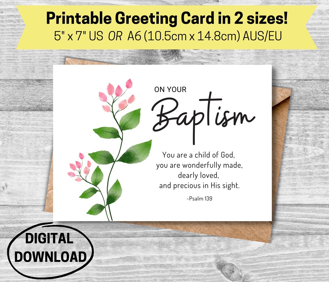Baptism Printable Card, Religious Card, Card for Baptism, Dedication ...