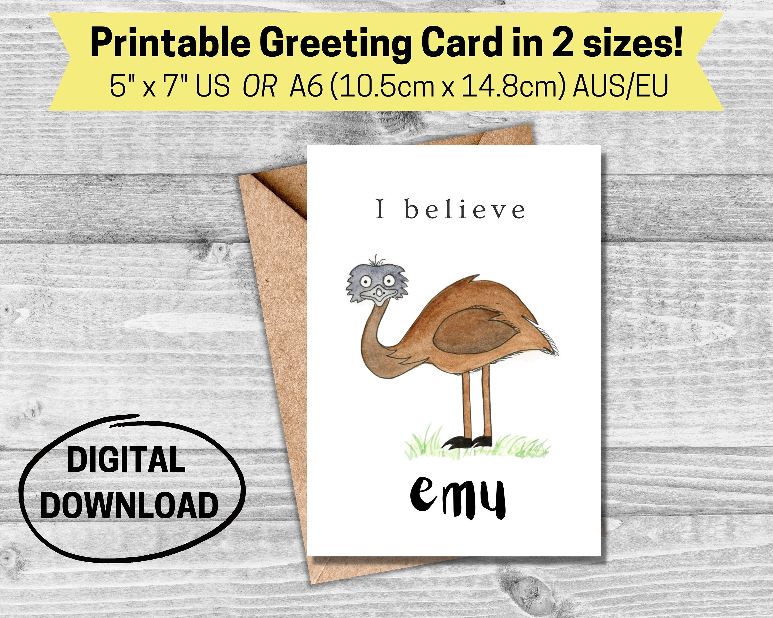 Emu Encouraging and Funny Printable Card, I Believe in You Card ...